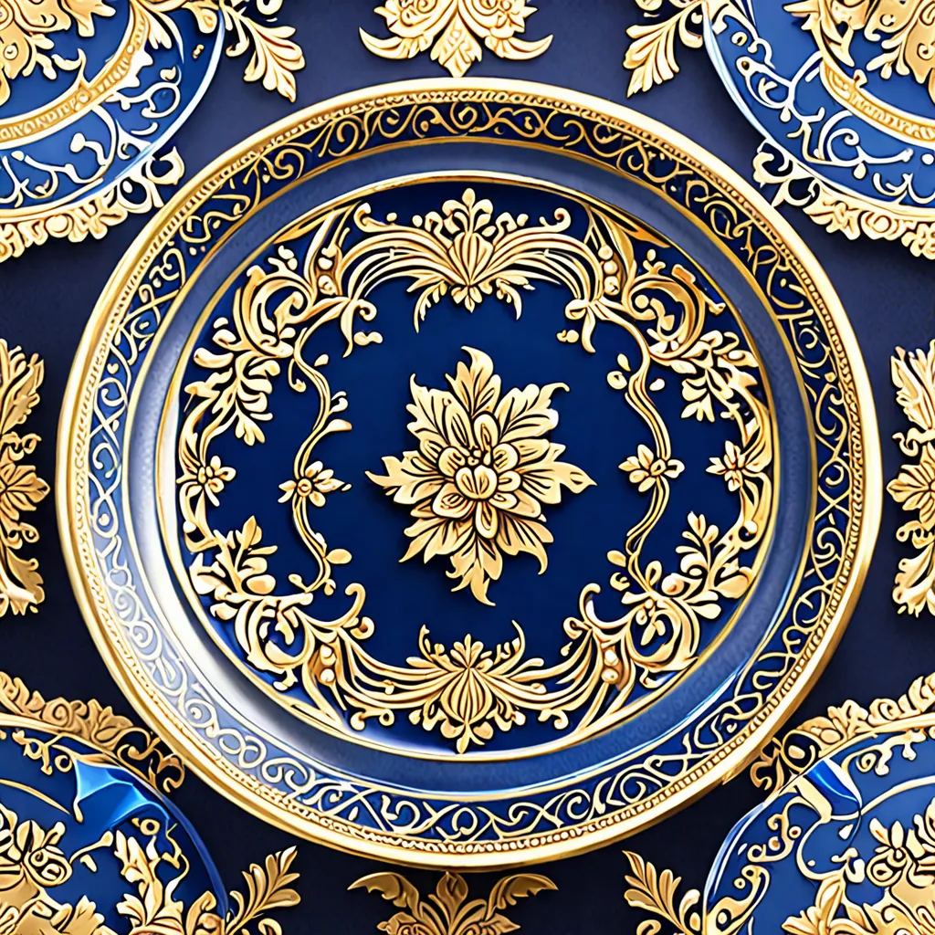 Discover the Timeless Sophistication of a Blue and Gold Plate Set